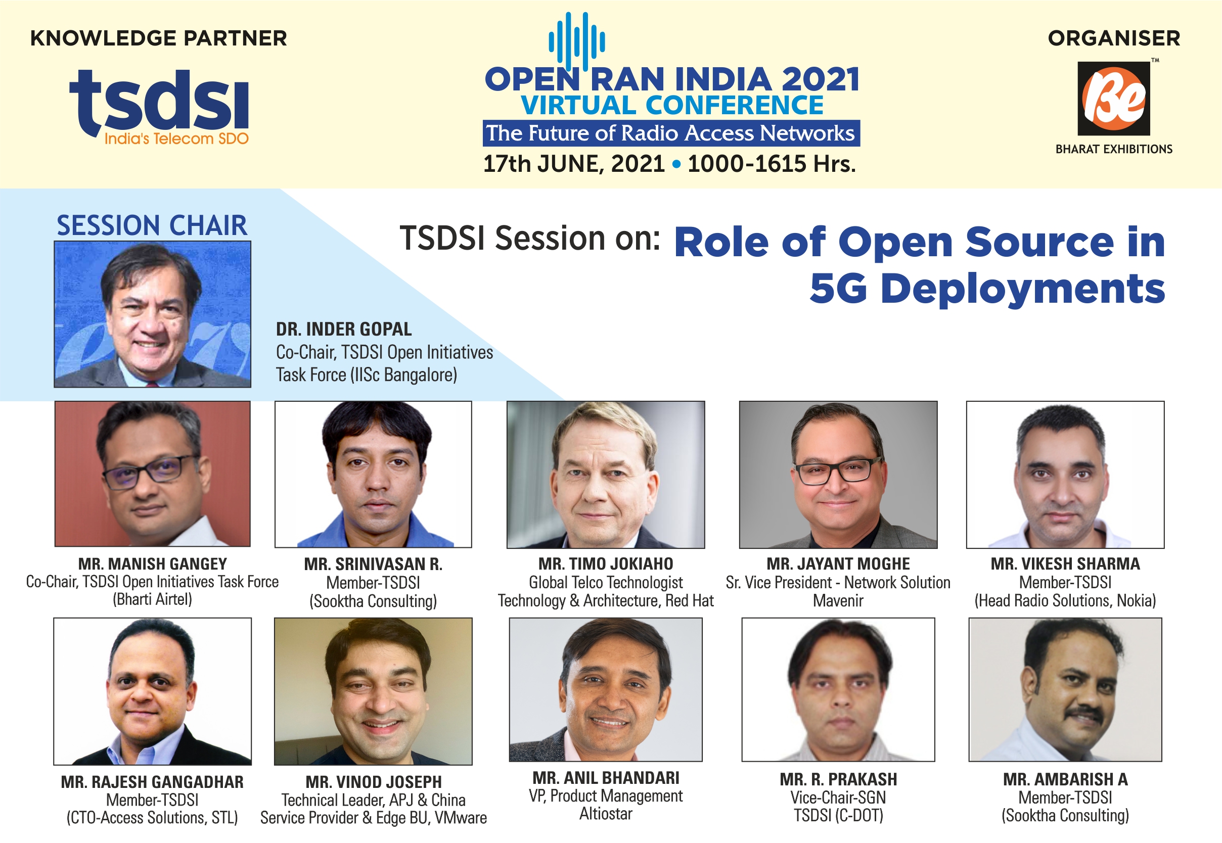 TSDSI Session on “Role of Open Source in 5G Deployments” @Open RAN ...